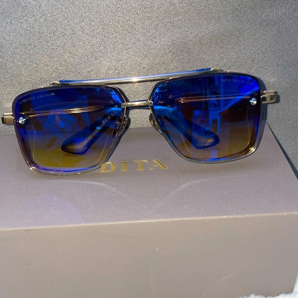 DITA | Accessories | Dita Mach Six Limited Edition Sunglasses Black Blue With Gold New In Box ...